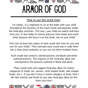 Armor of God Snack Mats, Printable Placemats for Picky Eaters, Making ...