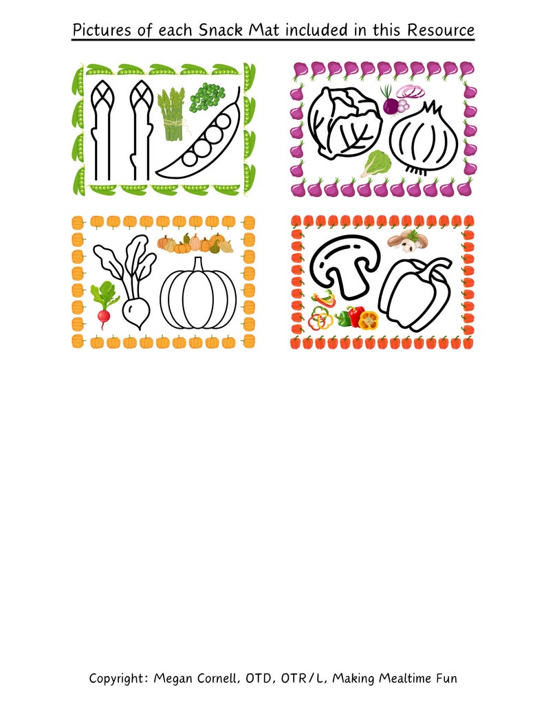 Fruits & Veggies Snack Mats: Fun Food Play Placemats (digital Download ...