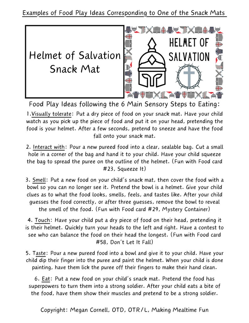 Armor of God Snack Mats, Printable Placemats for Picky Eaters, Making ...