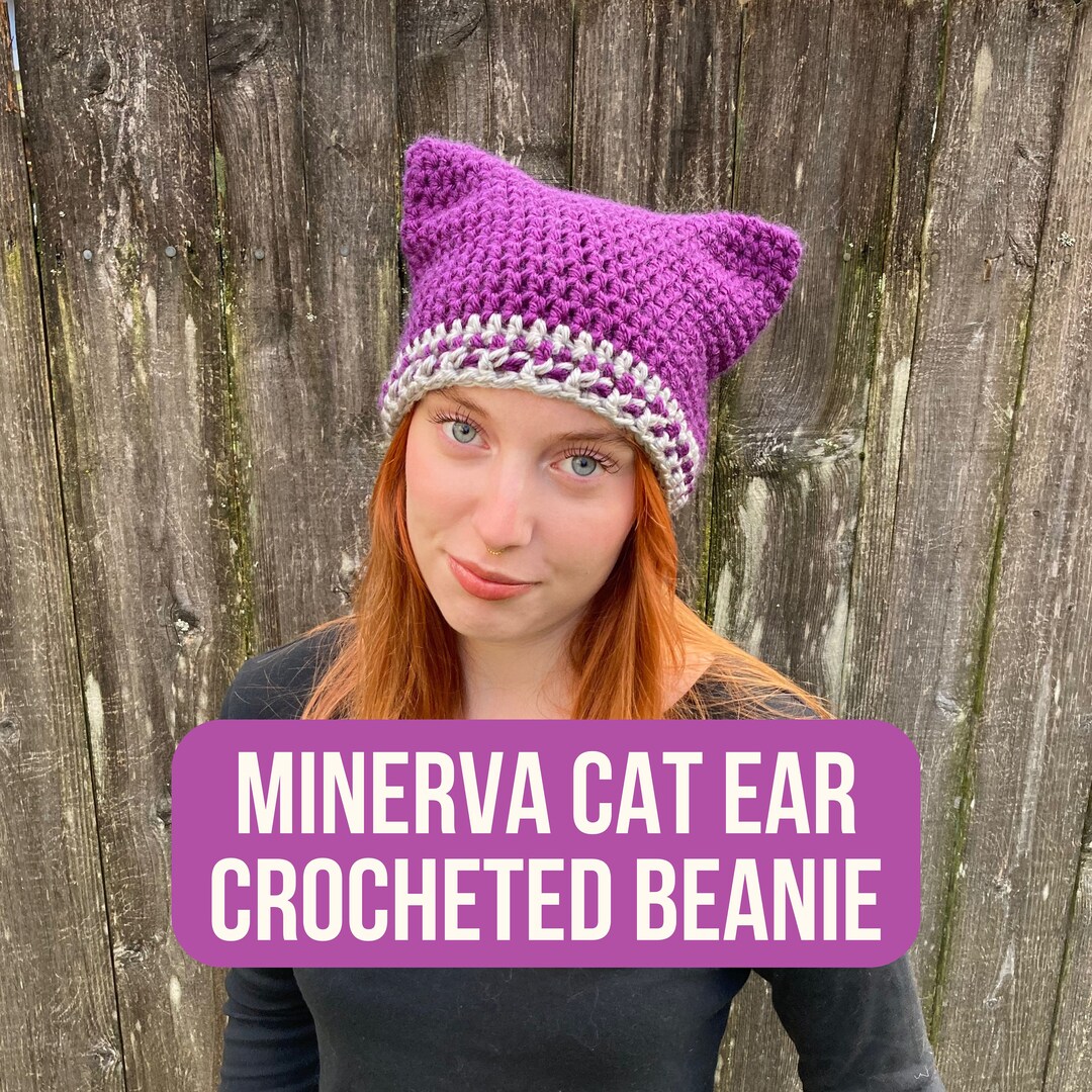 Cat Ear Beanie PATTERN, Crocheted Kitty Ear Hat, Crochet Cat Hat Pdf ...