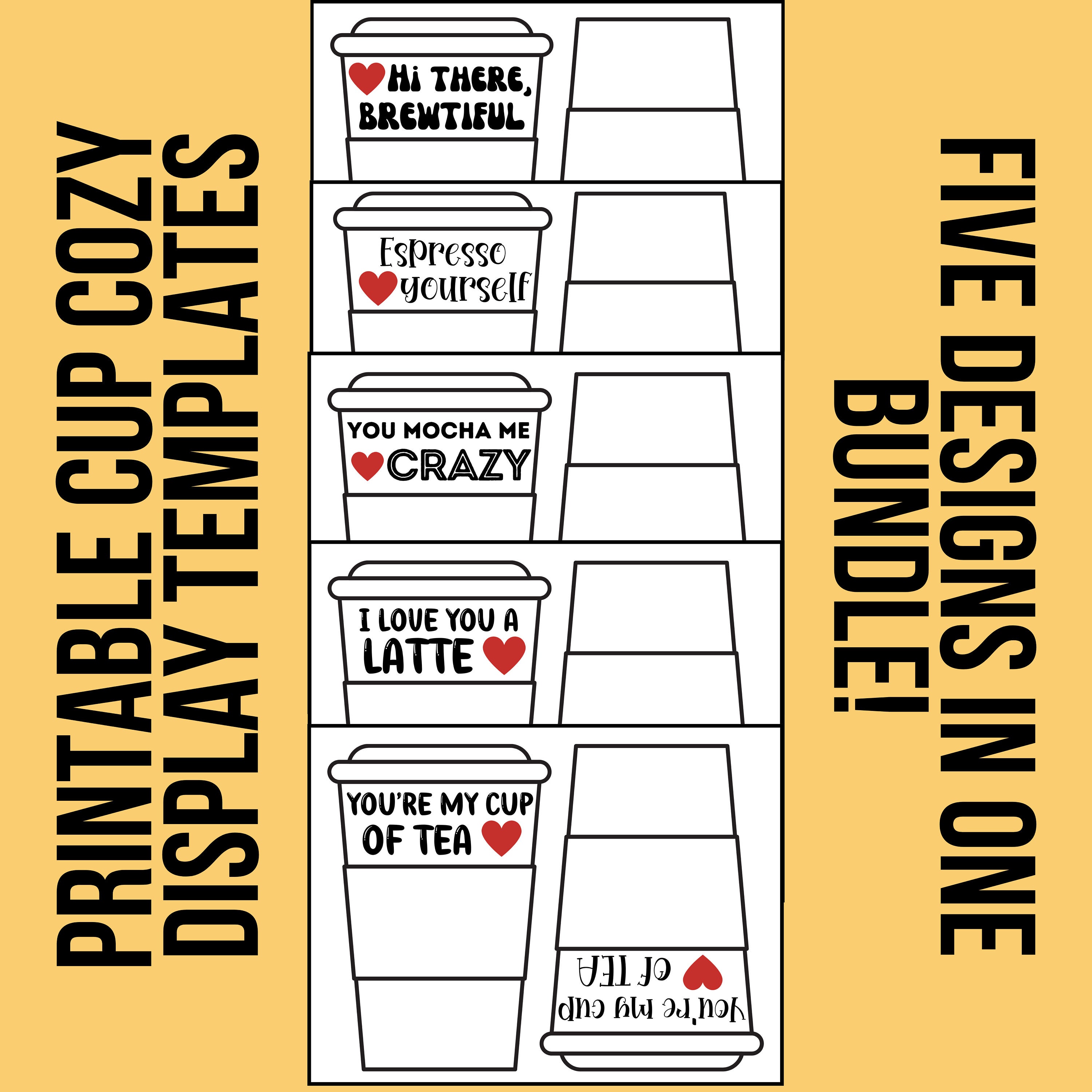 PRINTABLE Coffee Cup Templates - Coffee Cozy Insert - Easy Craft Fair ...