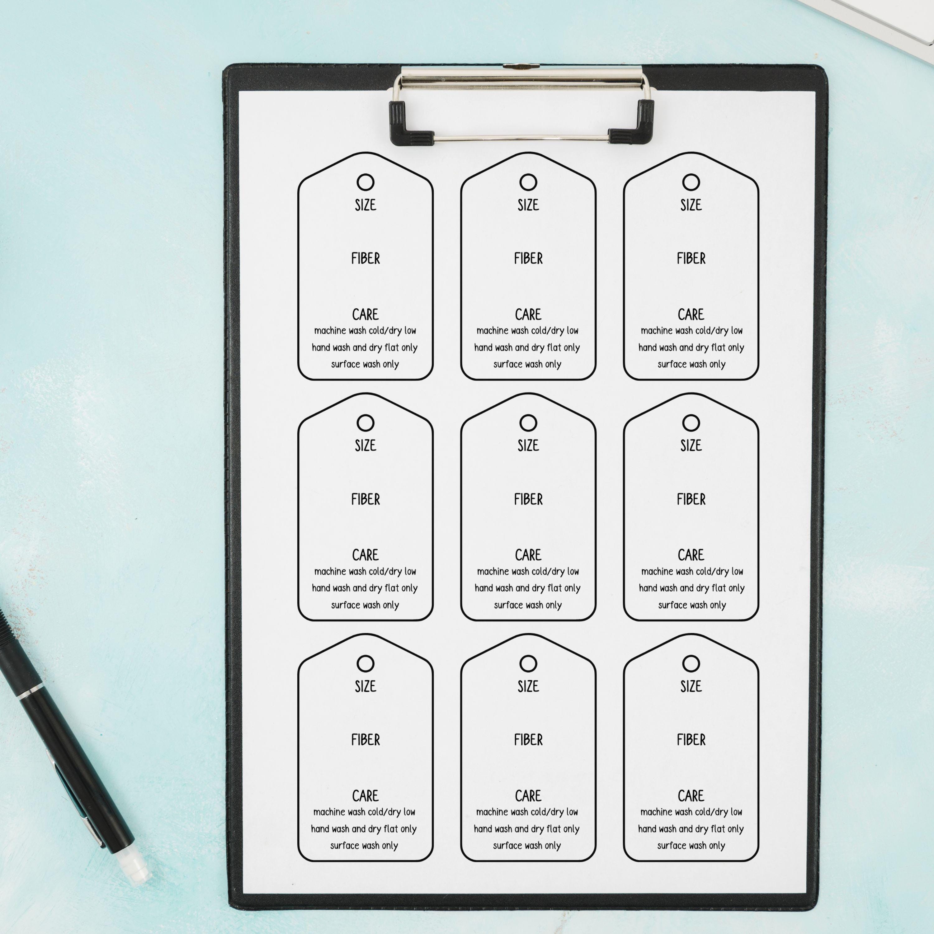 PRINTABLE Product Tags, Minimalist Hang Tags, Crochet Care Instructions ...
