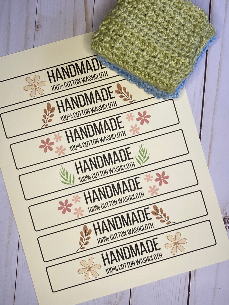 PRINTABLE Washcloth Wraps, Knitted Cloth Label, Craft Fair Display Tags ...