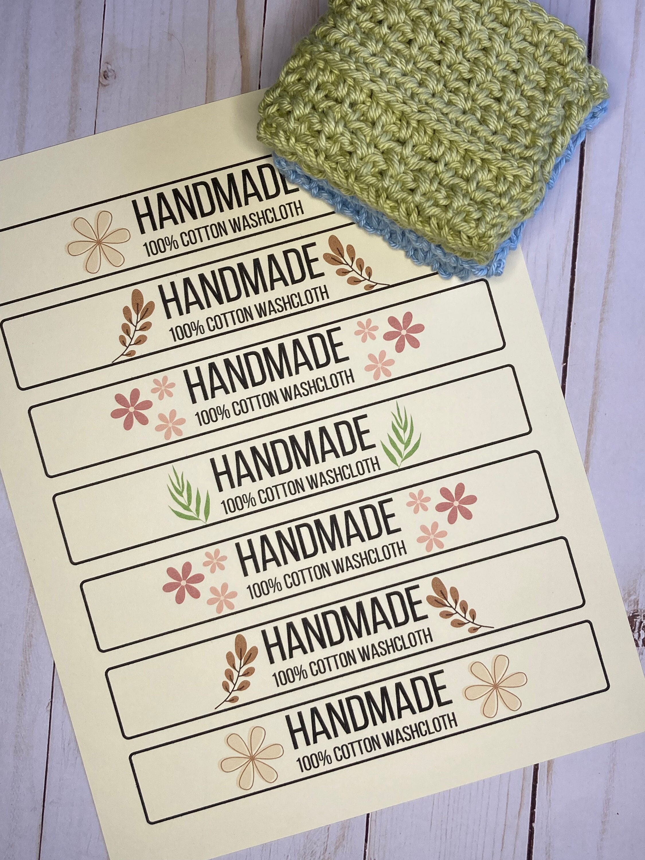 PRINTABLE Washcloth Wraps, Knitted Cloth Label, Craft Fair Display Tags ...