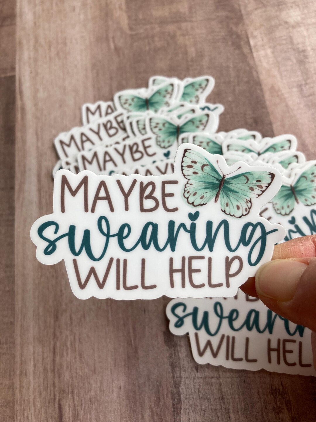 Swearing Helps, Small Sticker, Watercolor Butterfly, Sarcastic Sticker ...