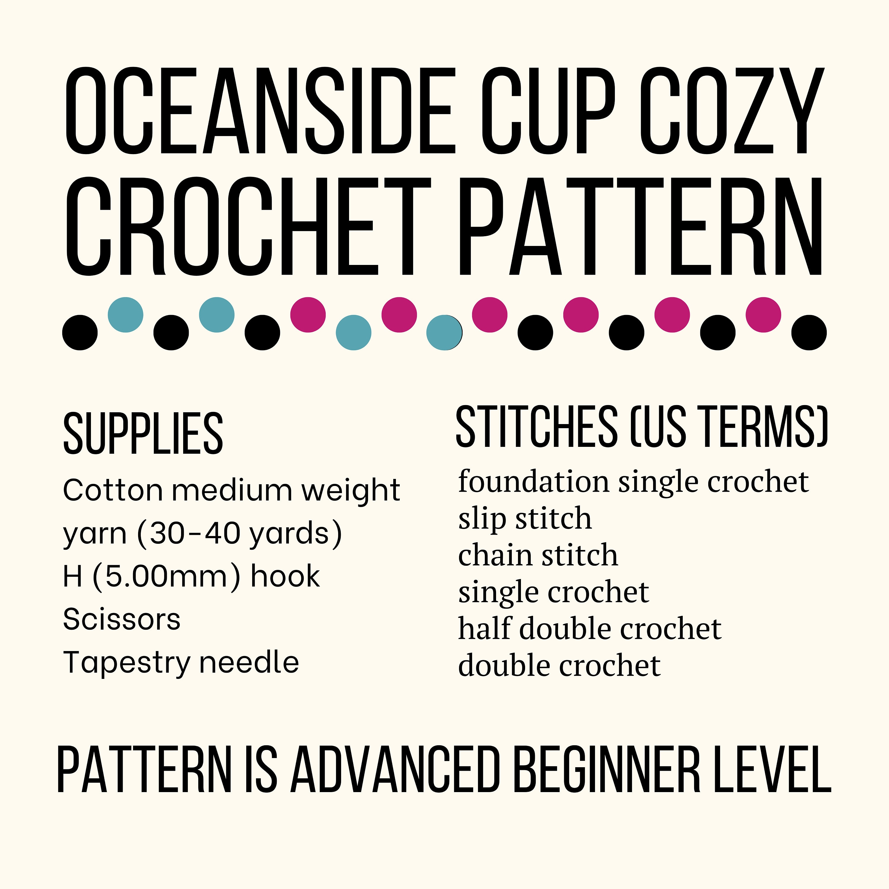 Crocheted Cup Cozy PATTERN - Reusable Coffee Sleeve - Crochet Cotton ...