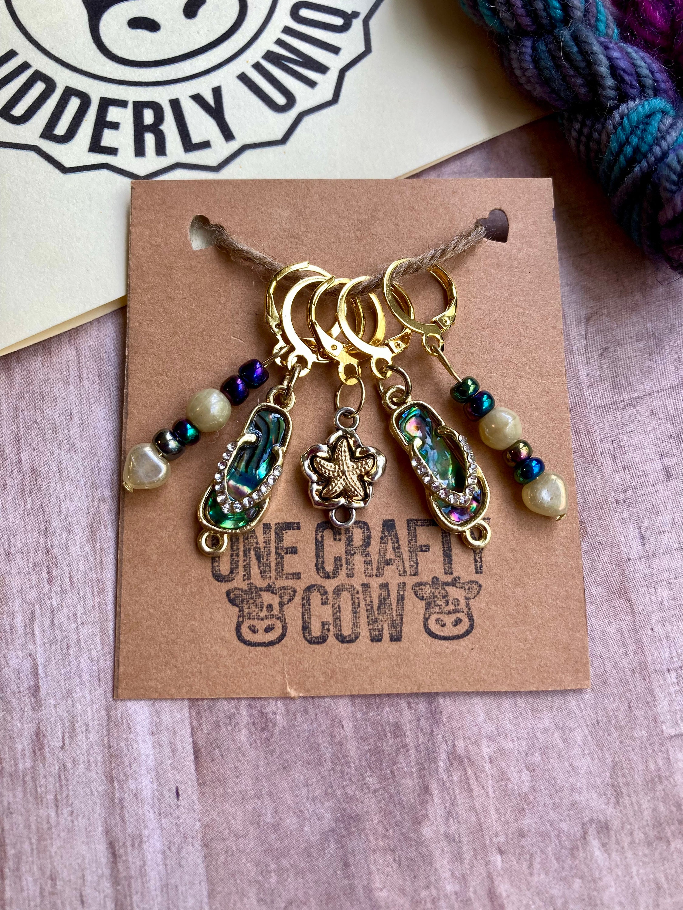 Large Beach Themed STITCH MARKERS, Crochet Markers, Removable Beaded ...