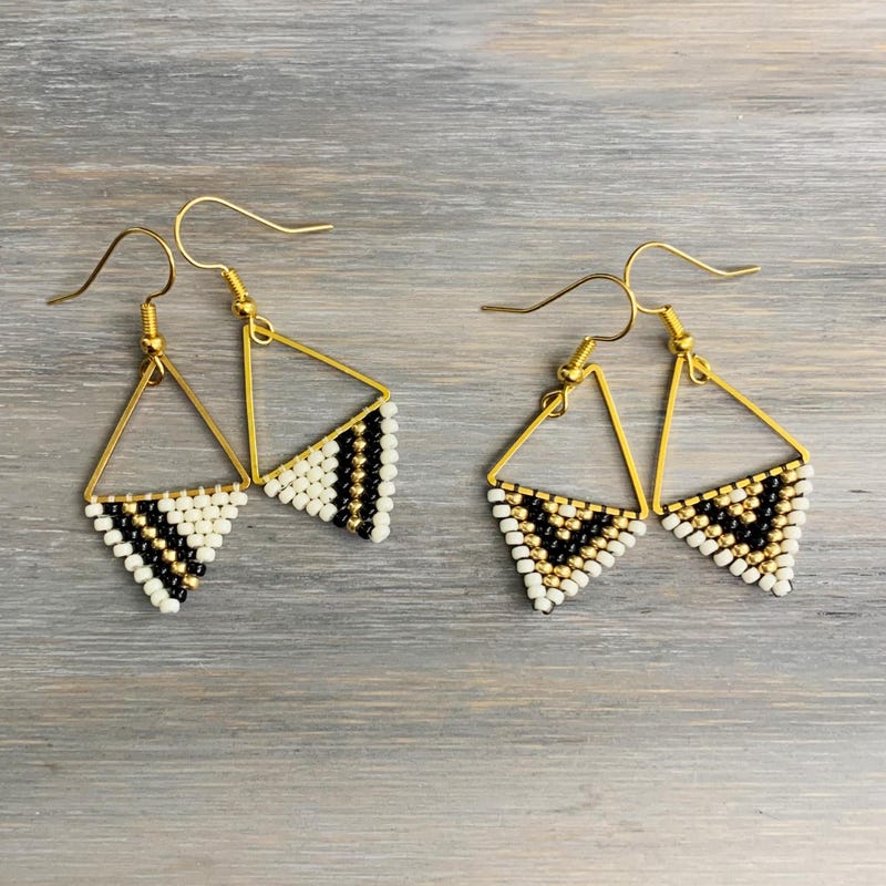 Beaded Triangle Earrings - Etsy