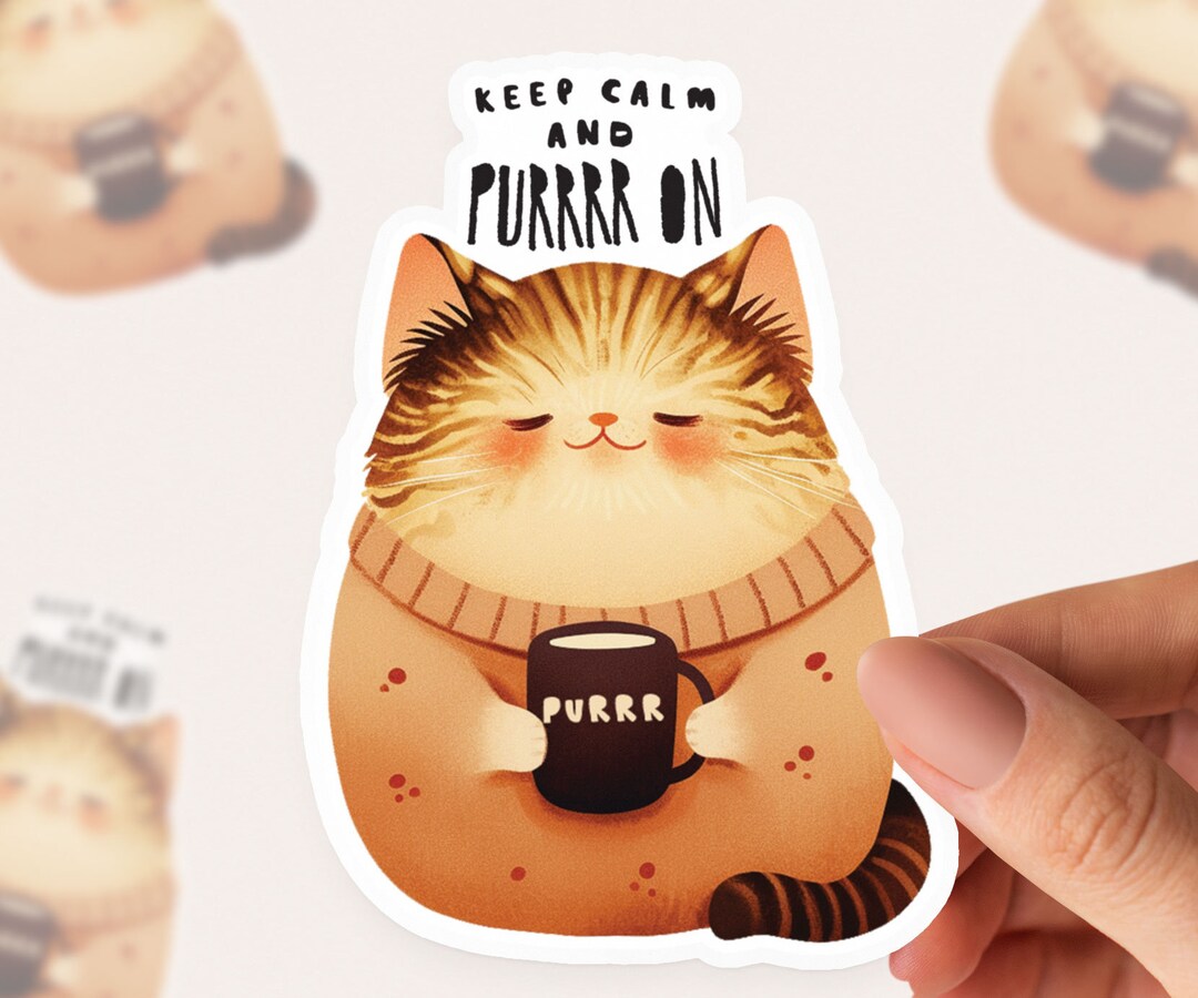 Keep Calm and Purrrr on Cat Sticker: Waterproof Laptop Decal - Etsy