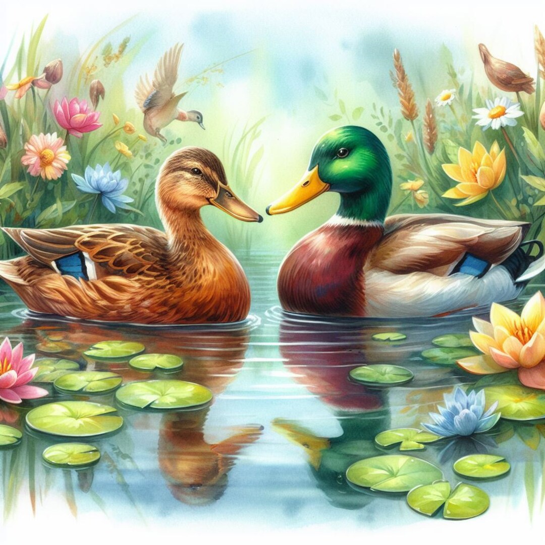 Ducks Watercolor Painting - Etsy