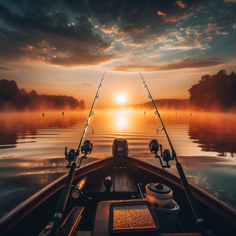 Sunrise on a Fishing Boat - Etsy