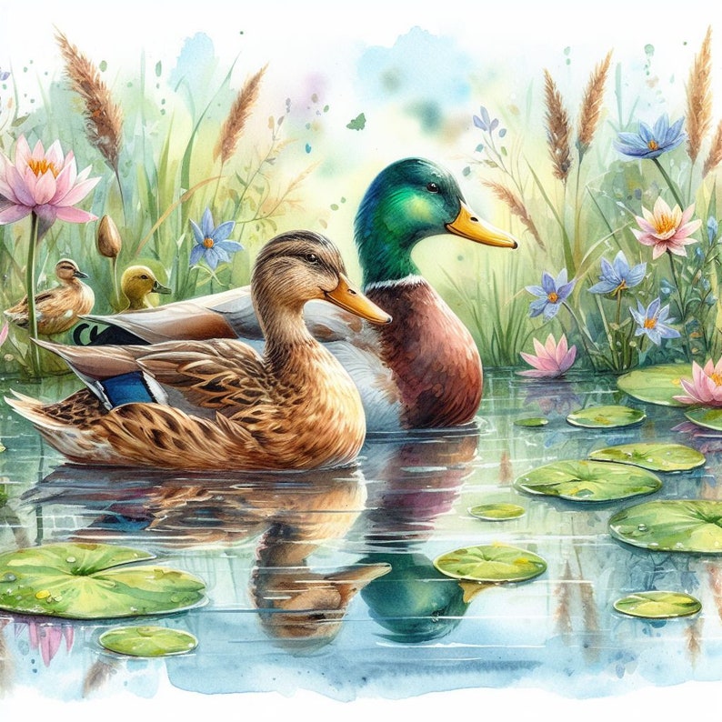 Ducks Watercolor Painting - Etsy