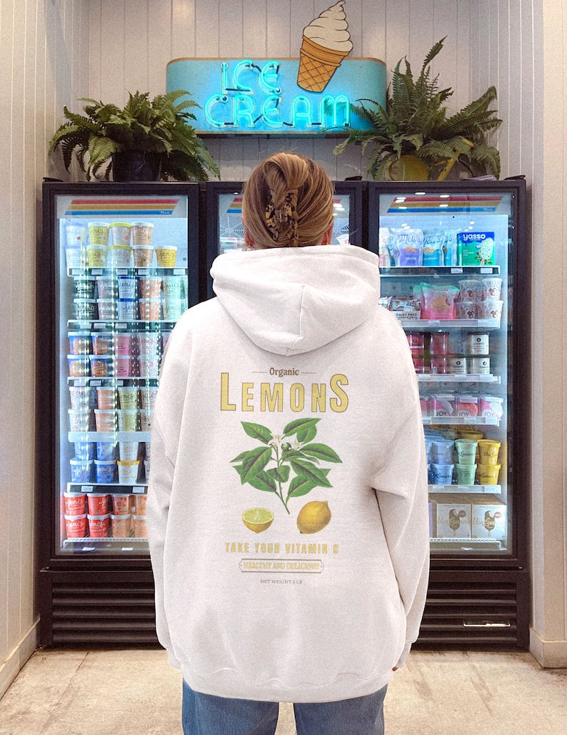 Cute Lemon Hoodie 90's Retro Style Vintage Graphic Hoodie Fruit ...