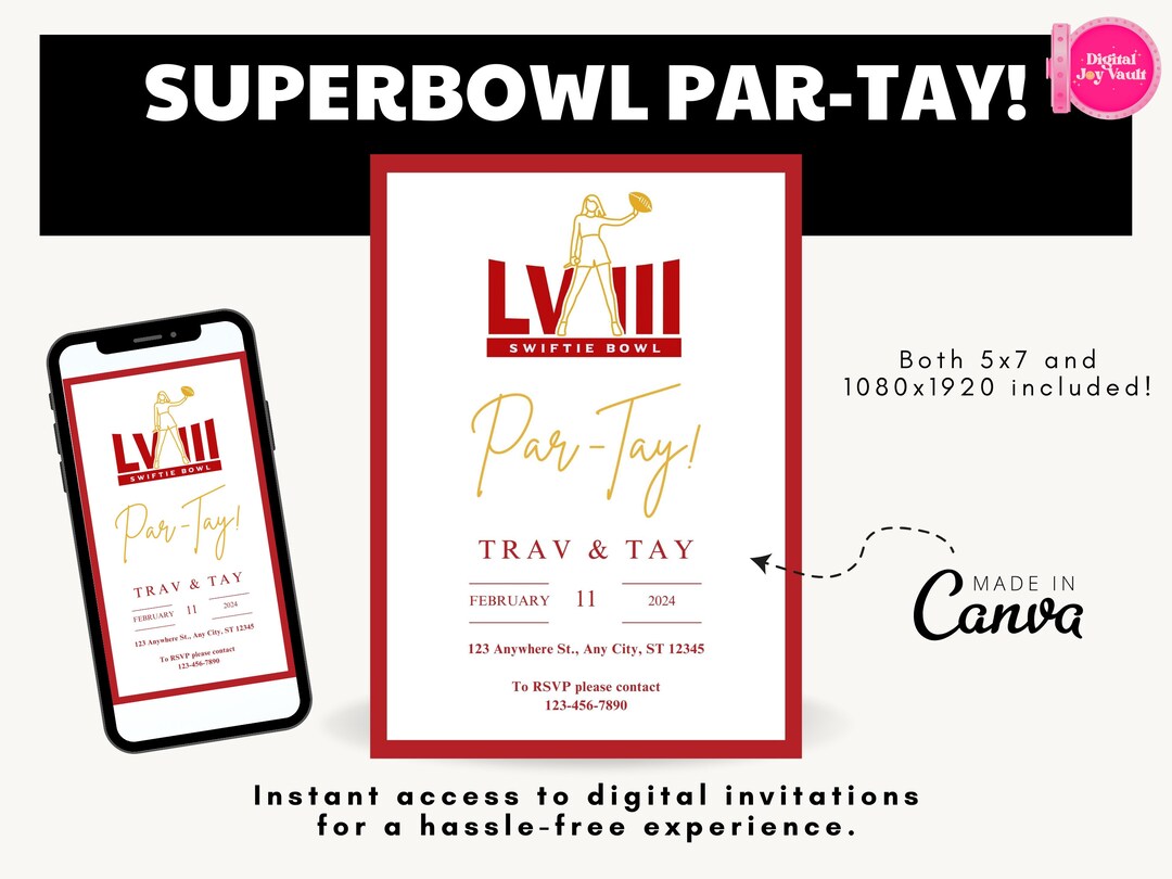 Taylor Swift Super Bowl Party Invitation , Taylor Swift Kelce Superbowl ...