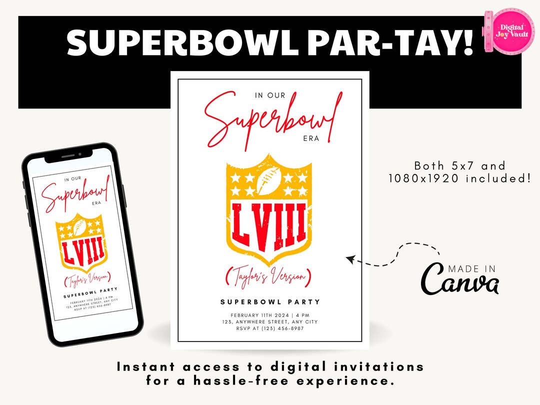 Taylor Swift Super Bowl Party Invitation , Taylor Swift Kelce Superbowl ...