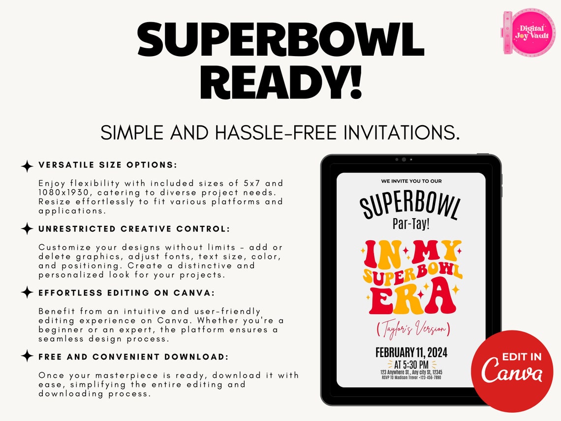 Taylor Swift Super Bowl Party Invitation , Taylor Swift Superbowl ...