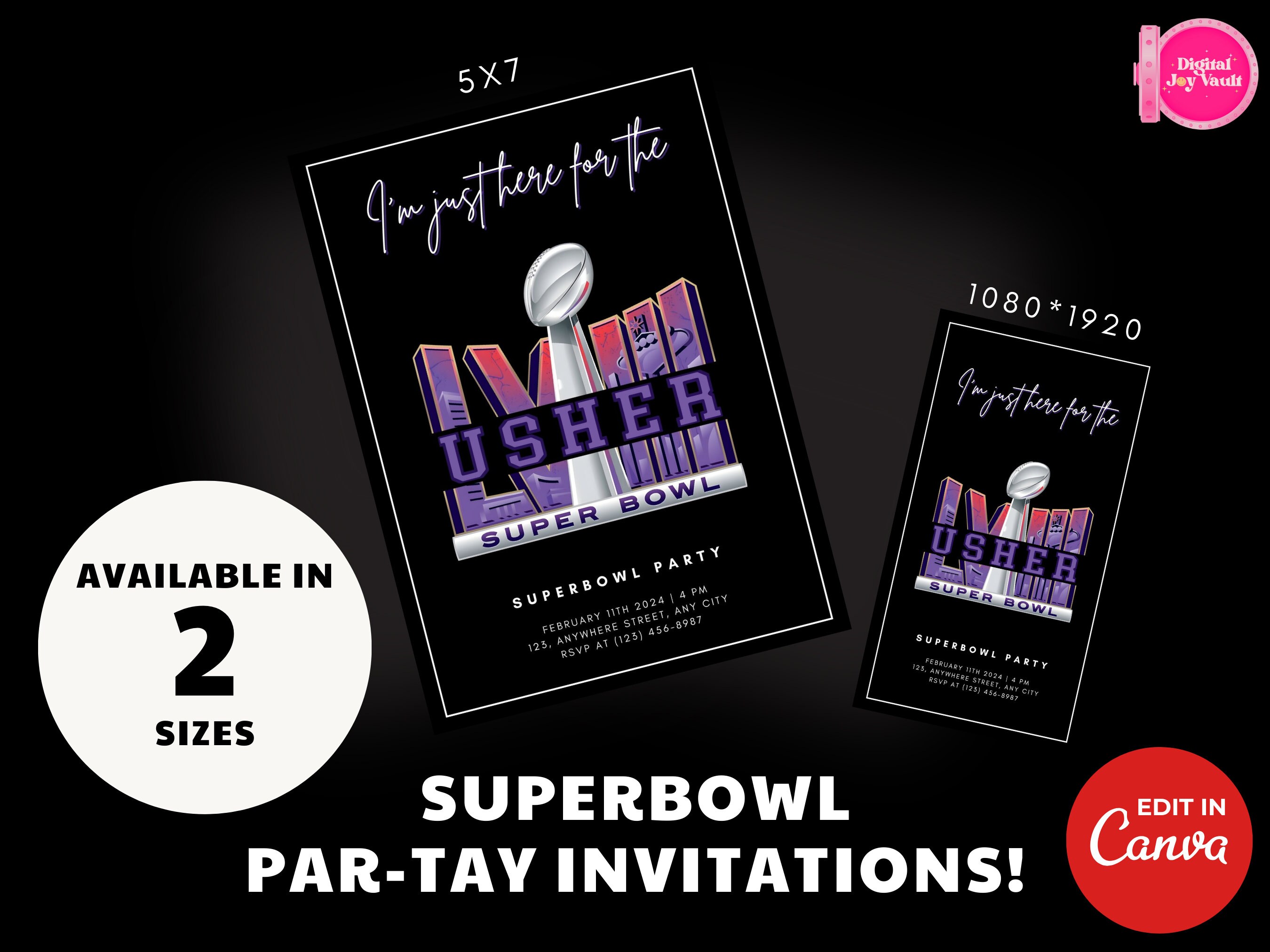 Usher Half Time Invitation , Super Bowl Party Invitation , Usher ...