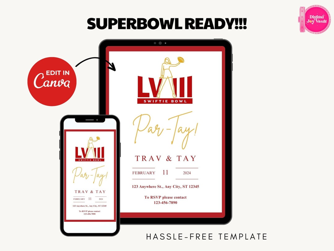 Taylor Swift Super Bowl Party Invitation , Taylor Swift Kelce Superbowl ...