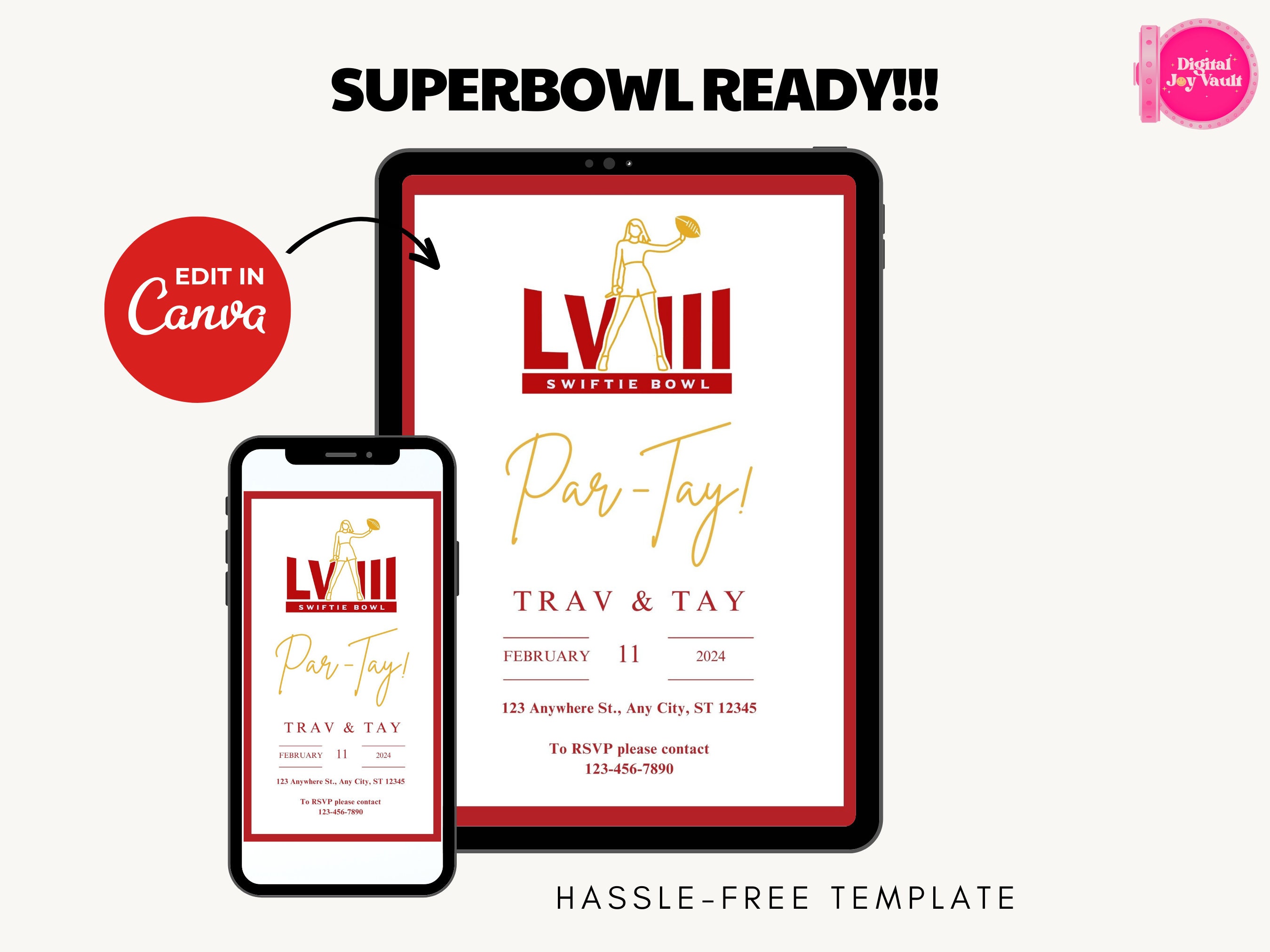 Taylor Swift Super Bowl Party Invitation , Taylor Swift Kelce Superbowl ...