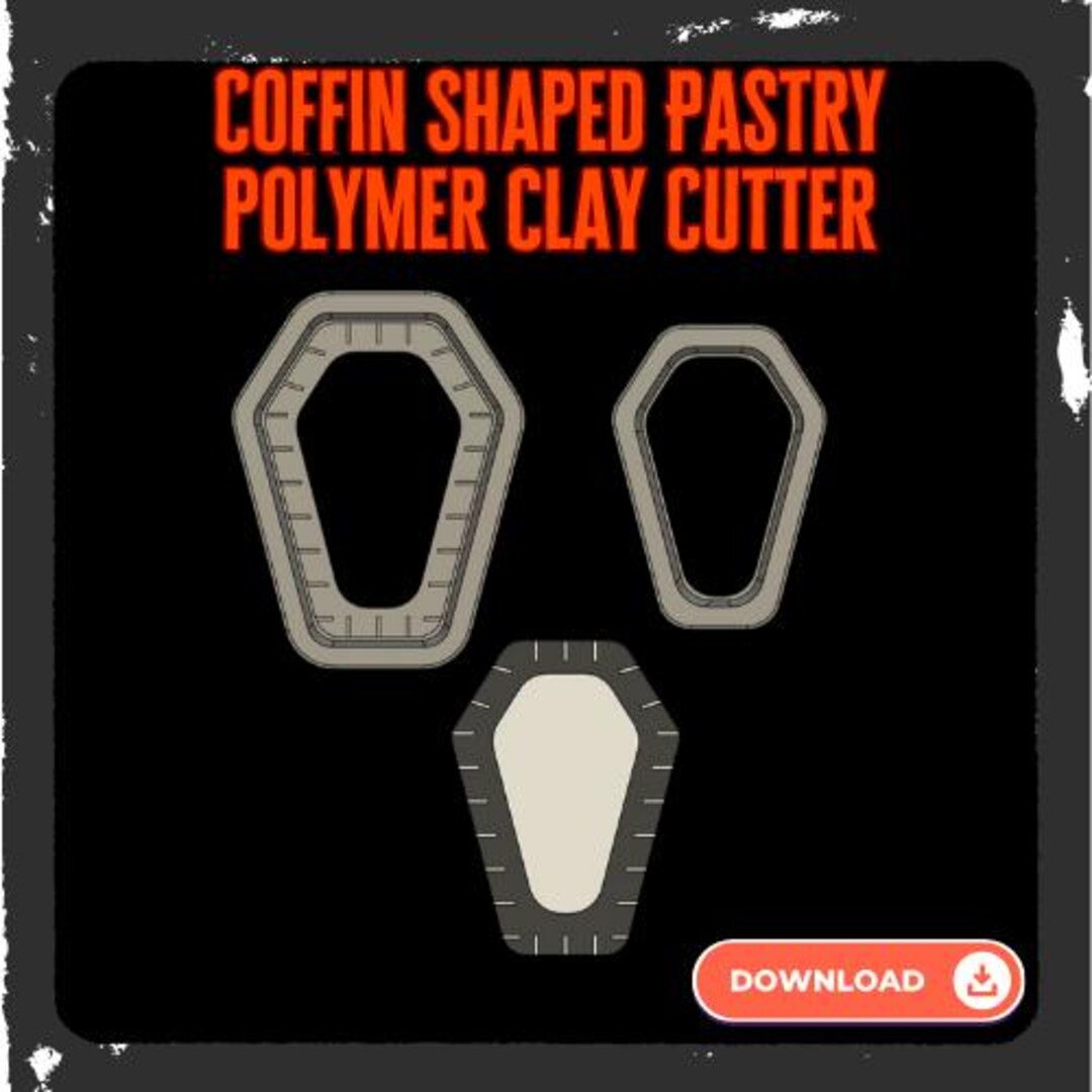 Coffin Shaped Breakfast Pastry Dessert Polymer Clay Cutter STL Digital ...