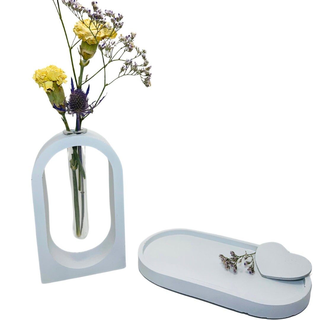 Minimalist Vase, Trinket Tray Set, Modern Vase Set, White Vases ...