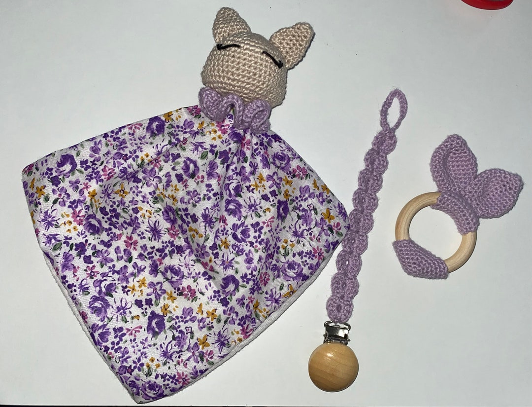 Handmade Crochet Baby Birth Kit soft Toy, Pacifier Clip, Rattle - Etsy