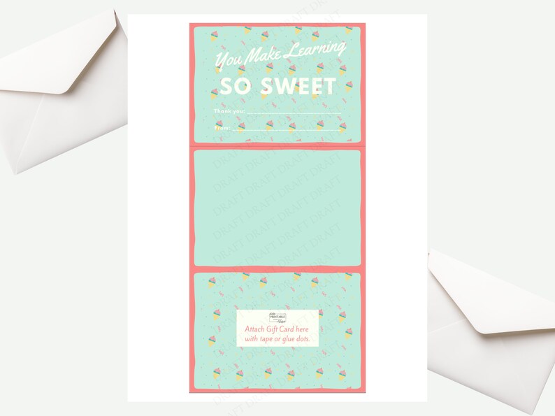 Printable You Make Learning so Sweet Gift Card Trifold Template - Etsy