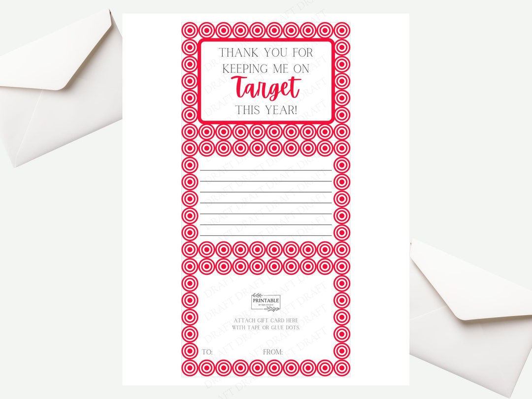 Printable Thank You for Keeping Me on Target Trifold Gift Card Holder ...