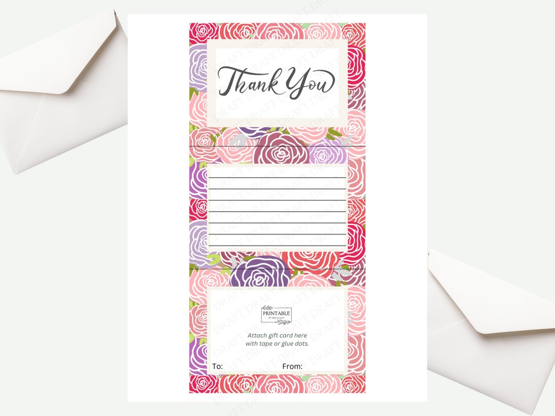 Printable Thank You Trifold Gift Card Holder - Etsy