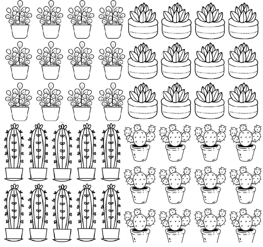 Digital or Printable Tracker Templates Set of 4 - Succulent Plants ...