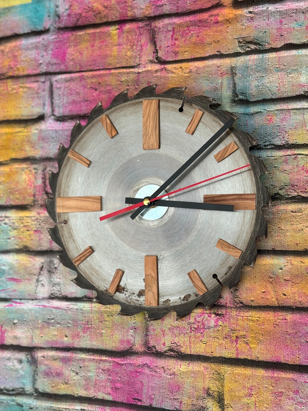 Wall Clock saw Time Jr Made From Olive Wood and a Real Saw Blade - Etsy