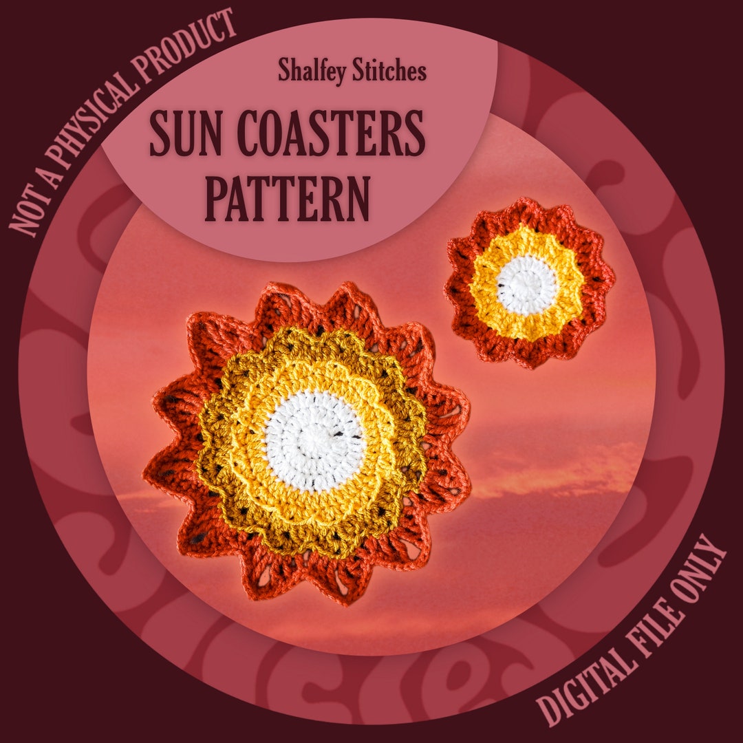Sun Coasters - Crochet Pattern | DIGITAL DOWNLOAD - Etsy