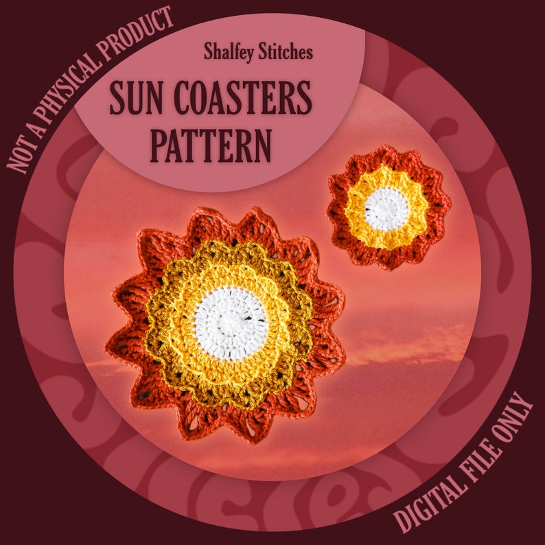 Sun Coasters - Crochet Pattern | DIGITAL DOWNLOAD - Etsy