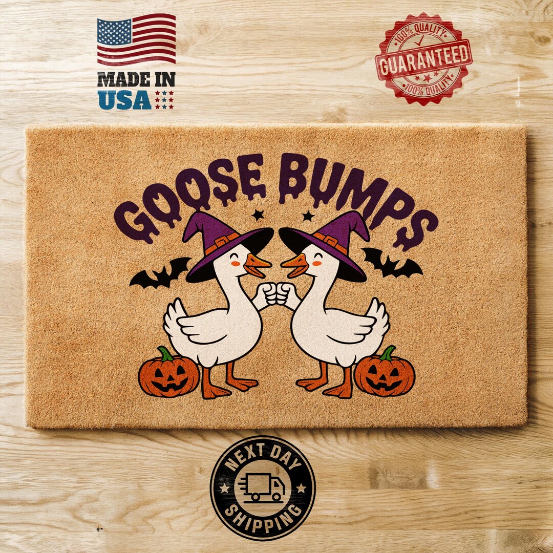 Spooky Geese Doormat, Goose Bumps Halloween Welcome Mat, Autumn Decor ...
