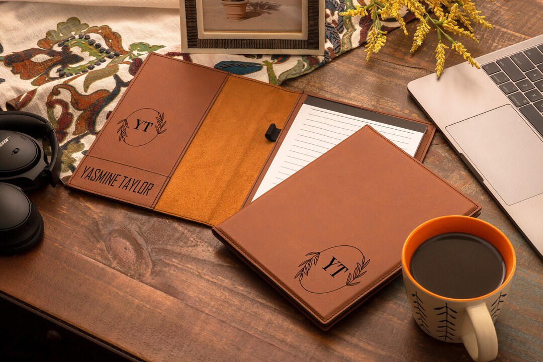 Custom Refillable Notebook, Monogram Padfolio, Personalized Portfolio ...