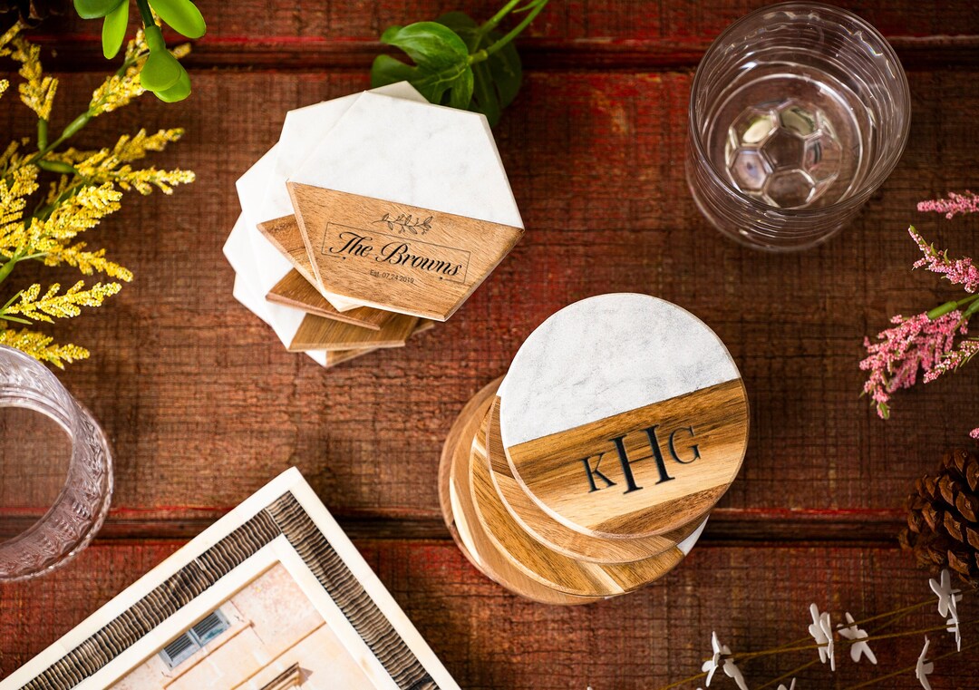 Personalized Resin Coaster, Monogram Resin Coaster, Engraved Coaster ...
