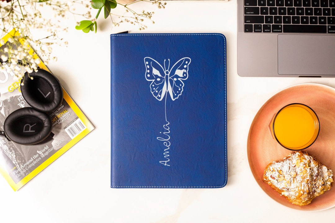 Butterfly Leather Portfolio, Custom Butterfly Gift, Butterfly Zipper ...