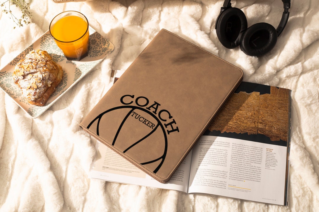 Custom Leather Portfolio, Gift for Coach, Coaches Gift, Basketball ...