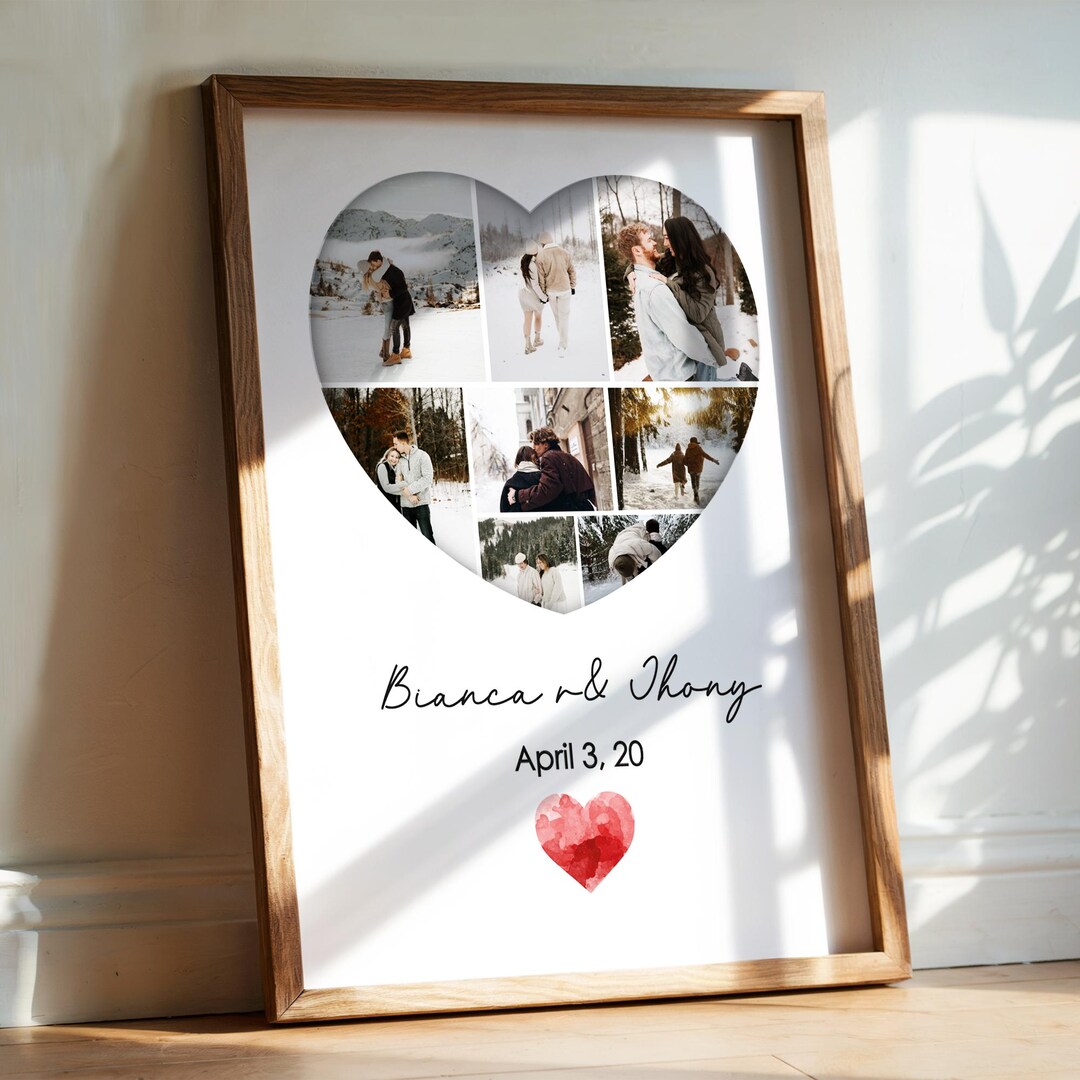 Heart Design Photo Collage Art, Couples Picture Frame, Home Decor ...