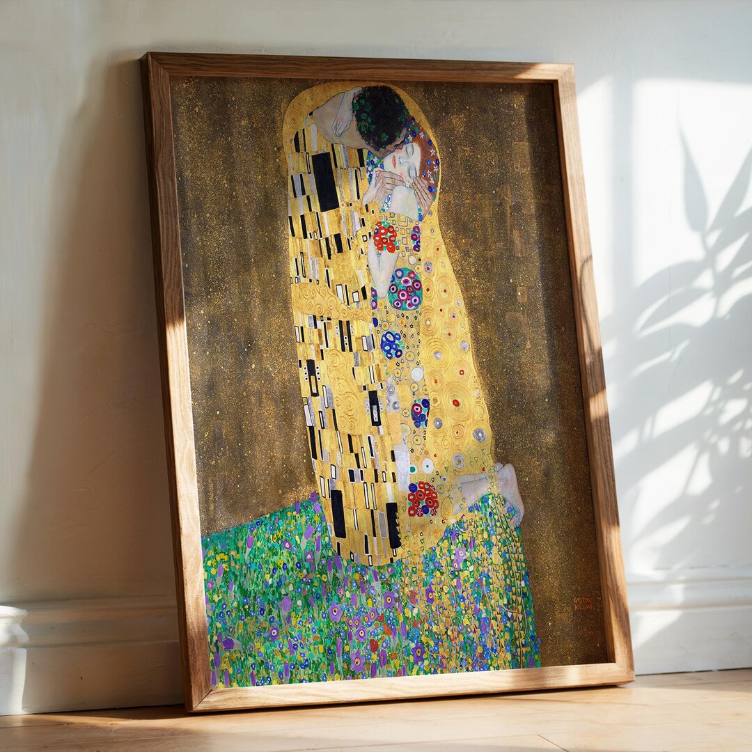 The Kiss Gustav Klimt Artwork, Abstract Romantic Art Frame, the Kiss ...