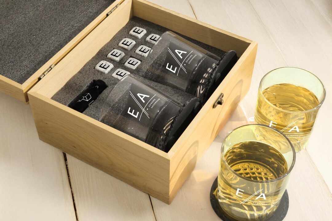 Personalized Whiskey Set, Multi-piece Whiskey Set, Custom Wooden Box ...