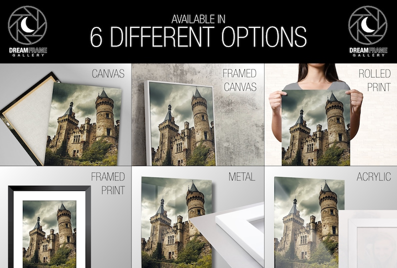 Old English Castle Wall Art Photography Print on Canvas, Framed and ...