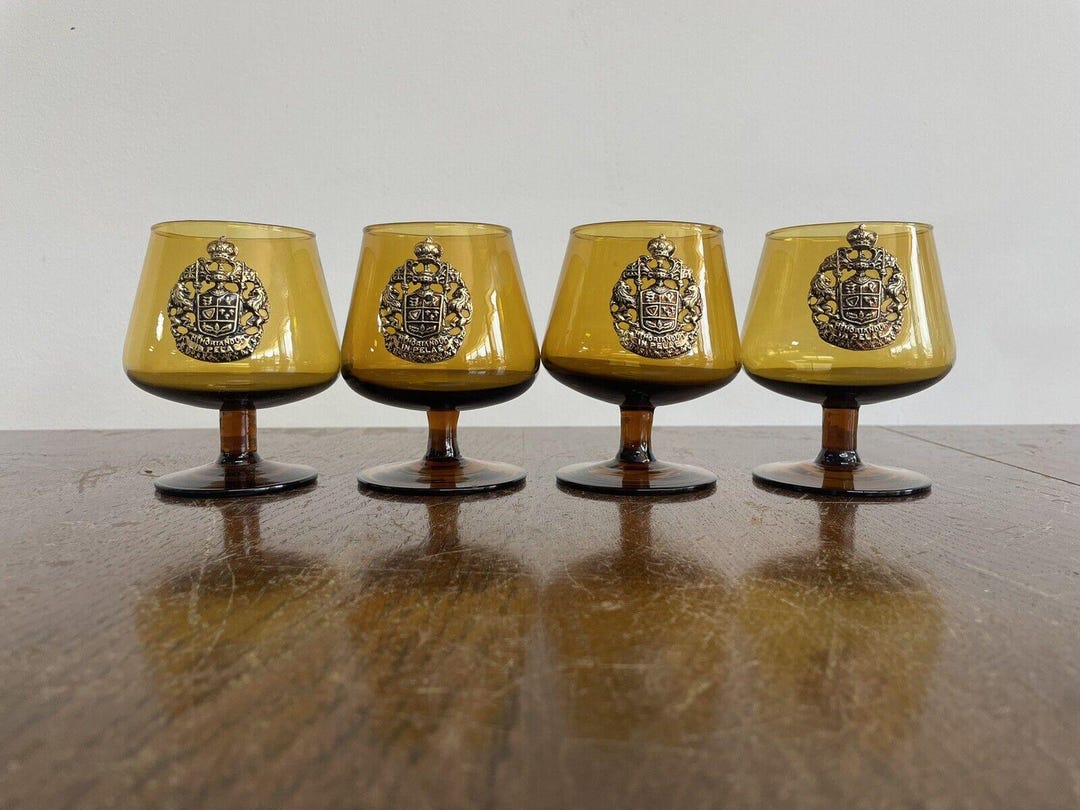 Vintage Spanish Brandy Glasses With Pelae Coat of Arms - Set of 4 - Etsy