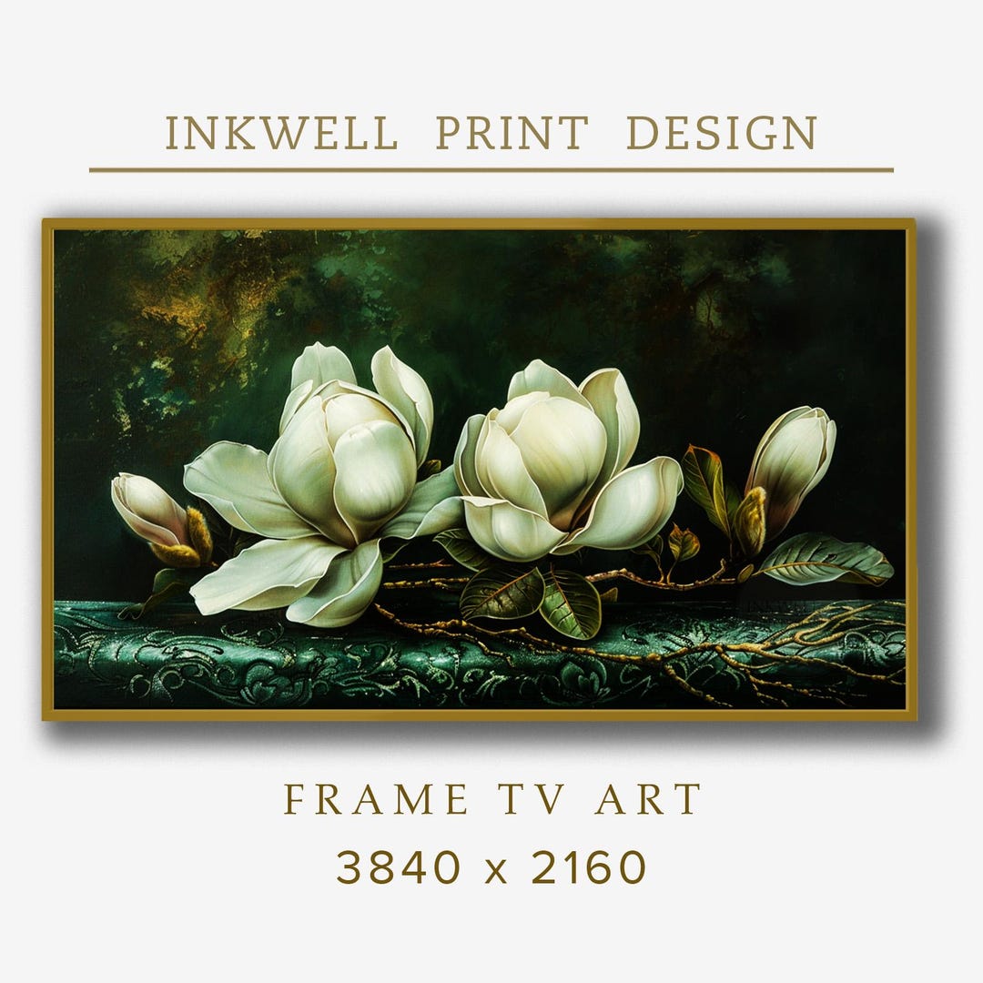 Magnolia Frame TV Art, Flower Art, Spring Art, Magnolia Painting ...