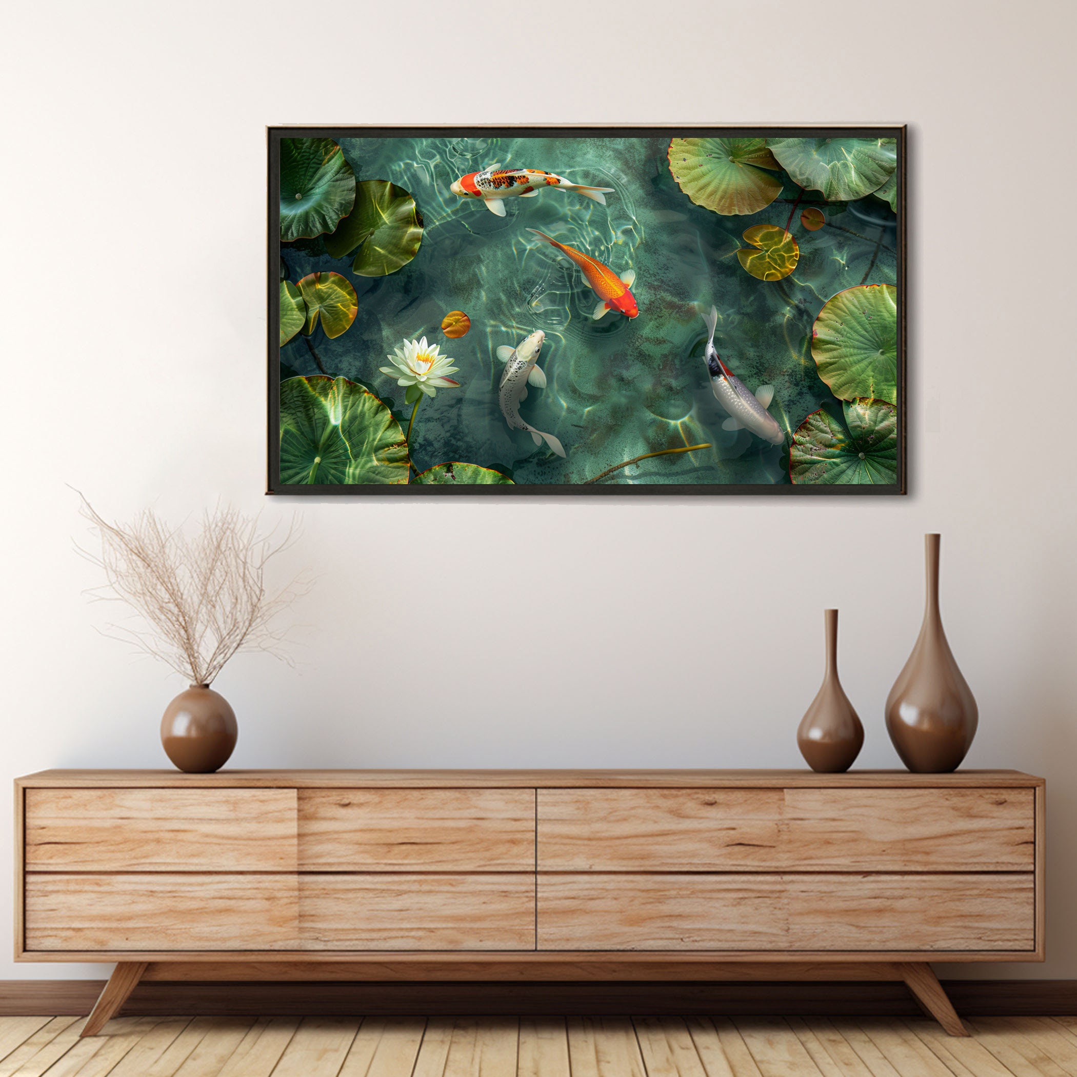 Samsung Frame TV Koi Art, Koi Fish Painting, Goldfish Art, Koi Pond ...