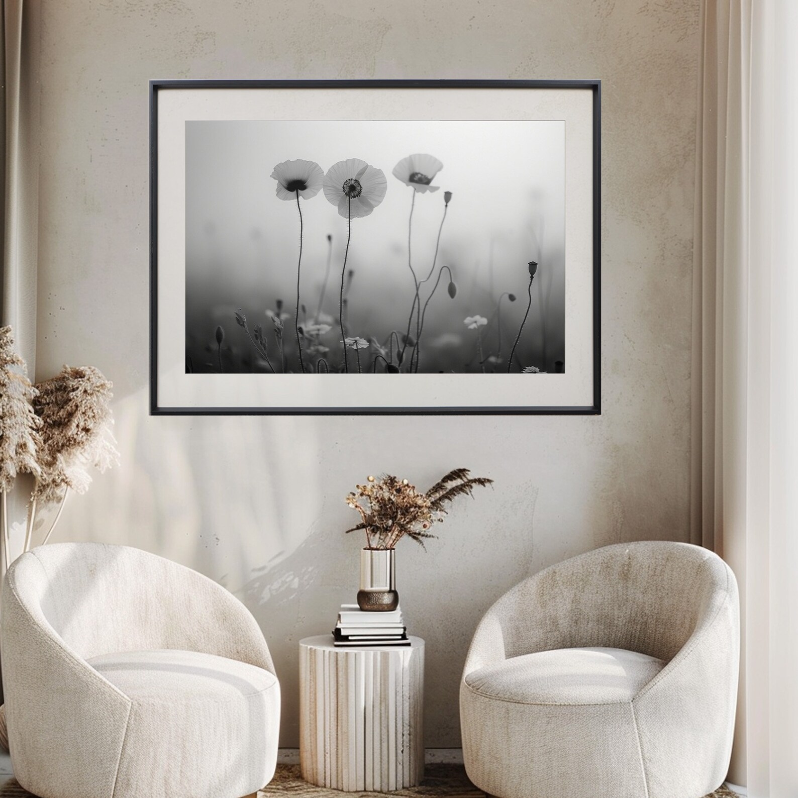 Printable Arranged Flowers in Mist, Black & White Art, Flowers Art ...