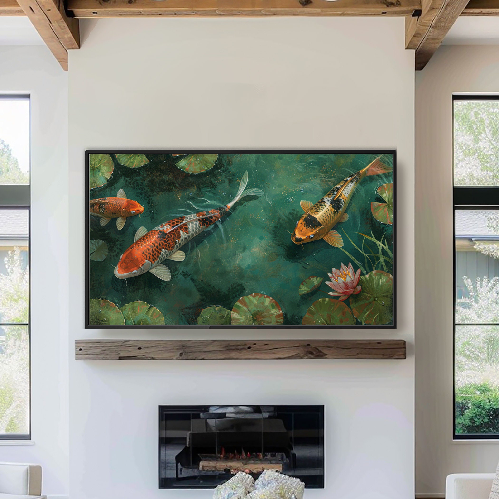 Samsung Frame TV Koi Art, Koi Fish Painting, Goldfish Art, Koi Pond ...