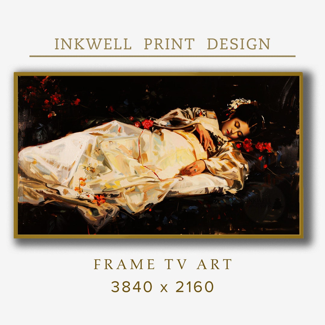 Sleeping Figure Frame TV Art, Impressionist Art, Figure Art, Lady ...