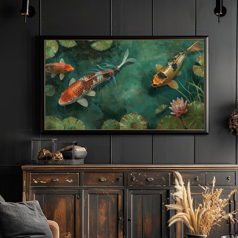 Samsung Frame TV Koi Art, Koi Fish Painting, Goldfish Art, Koi Pond ...