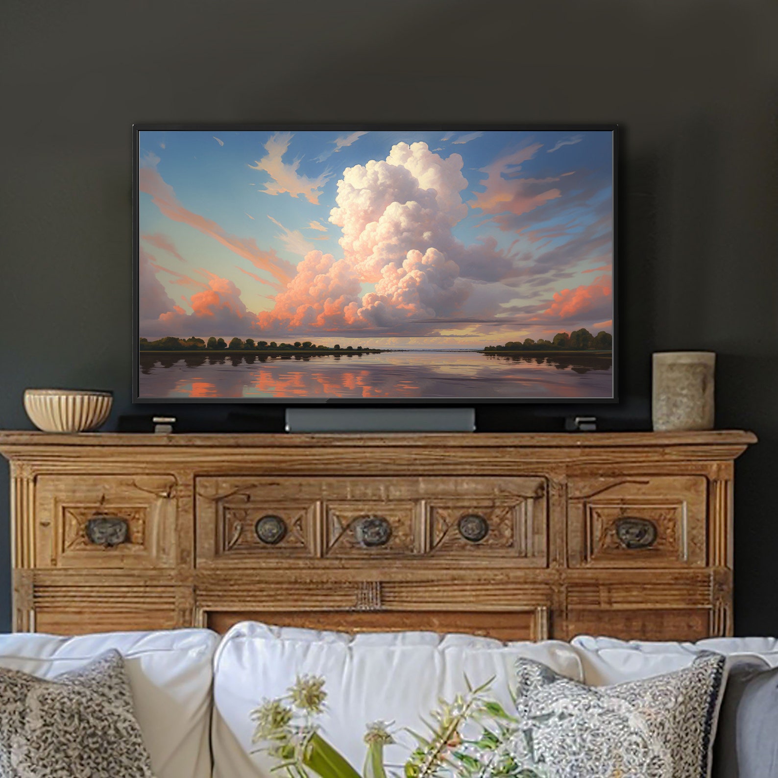 Clouds Landscape, Samsung Frame TV, Trees, Field Landscape, Country ...